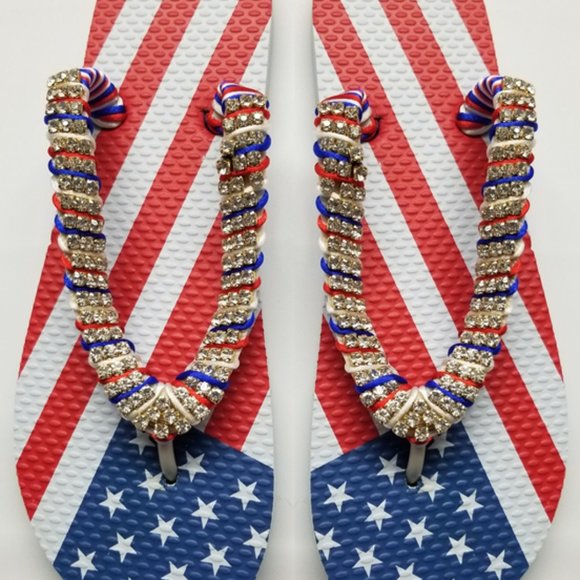 ANJOLOTO | Shoes | Womens American Flip Flops 4th July Flip Flops ...
